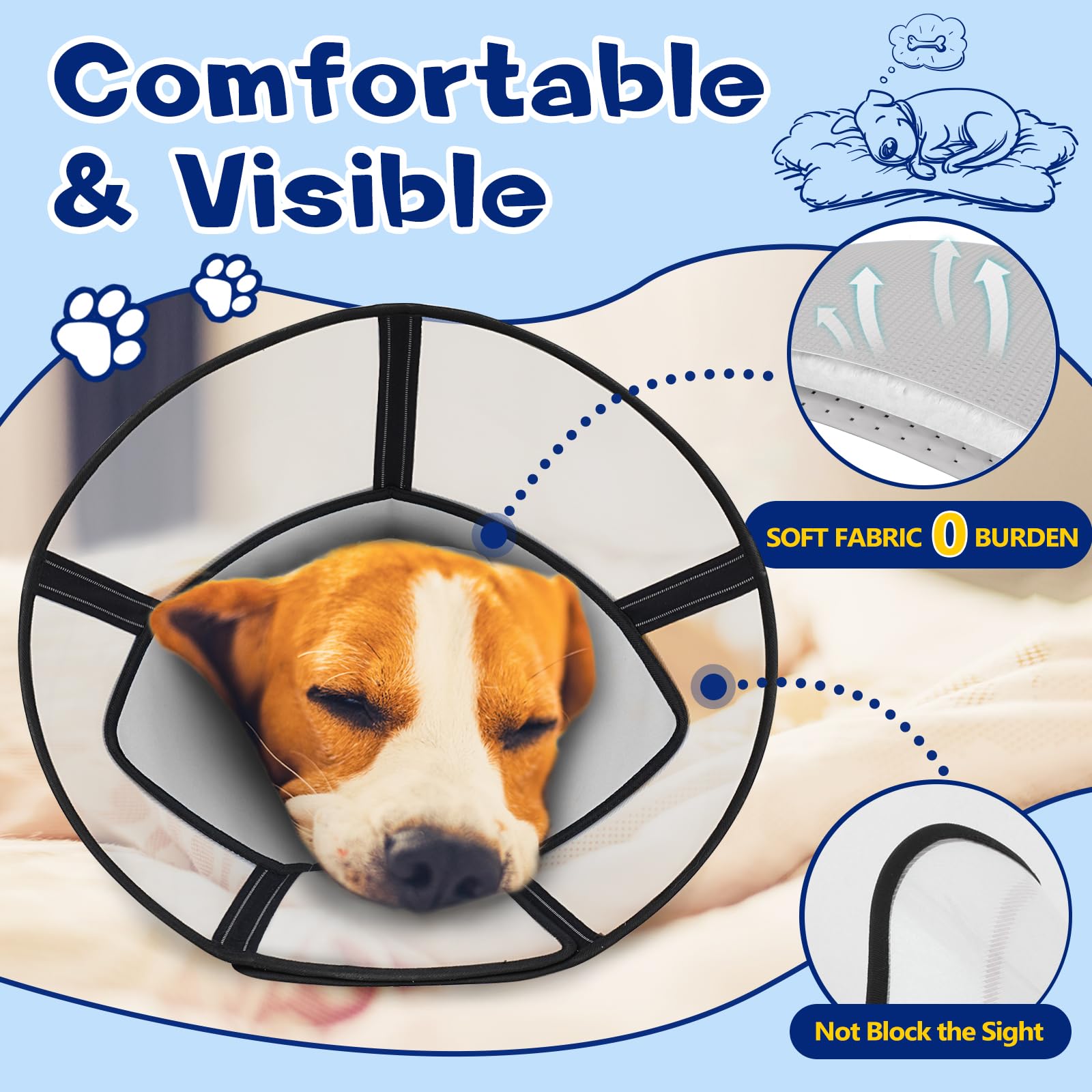 Supet Dog Cones for Large Dogs, Soft Dog Cone Collar for Medium Dogs, Comfortable Dog Cone Alternative to Stop Licking, Adjustable Large Dog Cone for Dog After Surgey