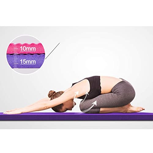 n/a All-Purpose Extra Thick High Density Anti-Slip Exercise Yoga Mat with Carrying Strap ( Color : D , Size : 15mm )