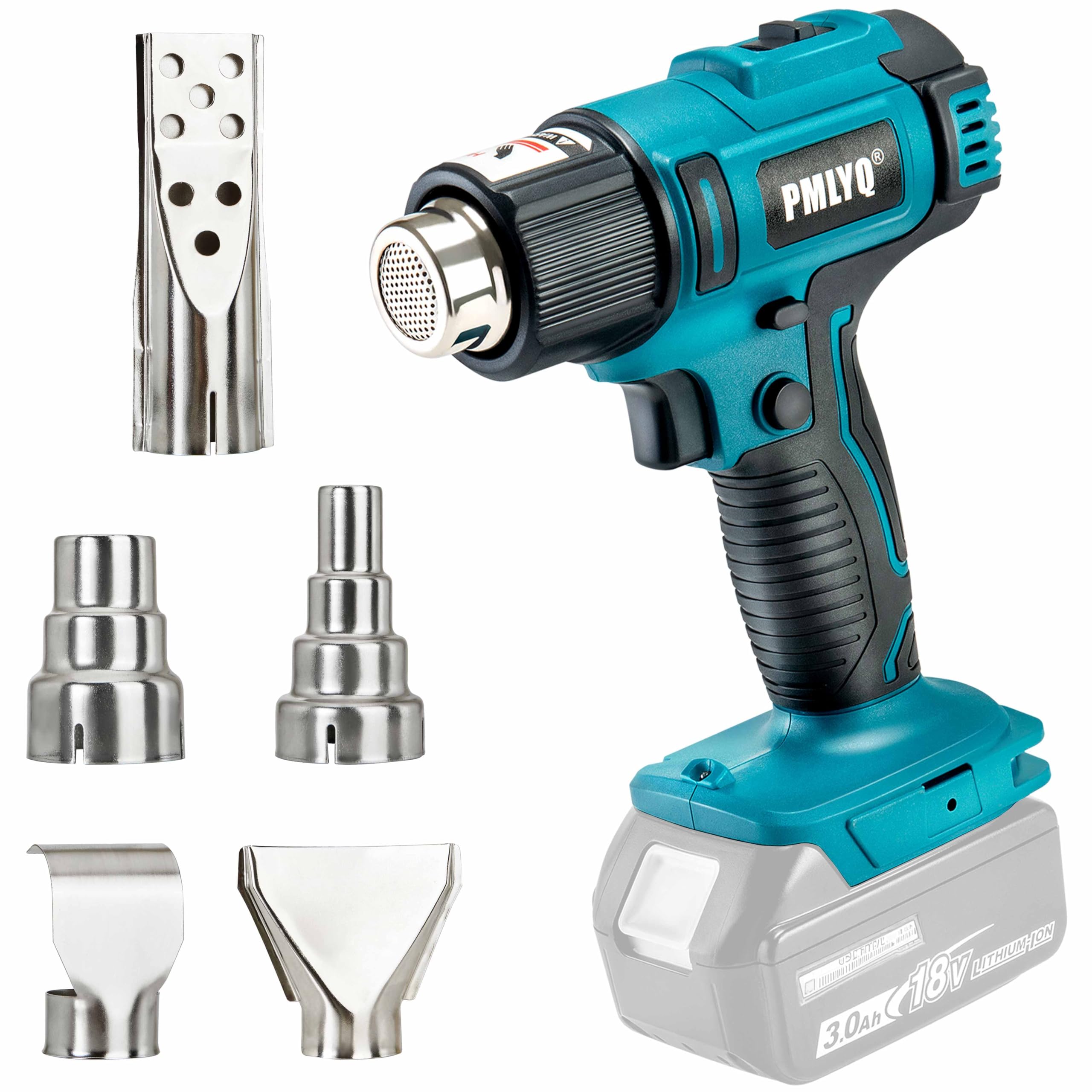 PMLYQ Cordless Heat Gun for Makita Battery,350W Fast Heating Soldering Hot Air Gun,2-Temp Setting Max 1022ยฐF(550ยฐC),Heat Gun for Tube Bending,Resin & Decorating (Tool Only NO Battery)