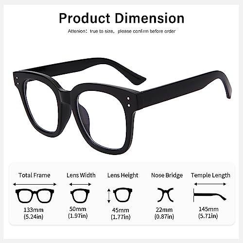 Madison Avenue Blue Light Blocking Glasses Oversized Fashion Blue Light Glasses for Women Anti Eyestrain & UV Protection Computer Eyeglasses(Black Grey)