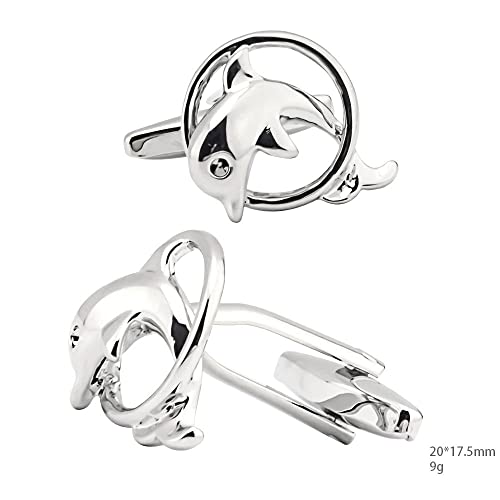 Men's tie Clip Cufflinks Dolphin Shaped Glossy Metal Cufflinks Men's French Shirt Cufflinks
