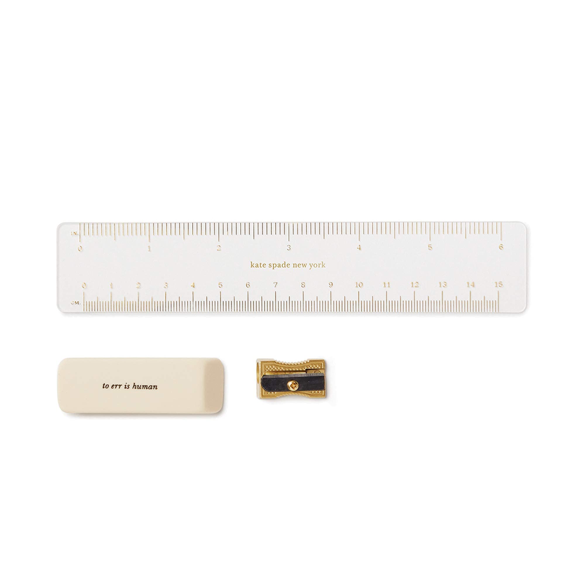 Kate Spade New York Pen and Pencil Case with Ruler, Sharpener, and Eraser, Zipper Pouch Organizer for Office Supplies, Lemons