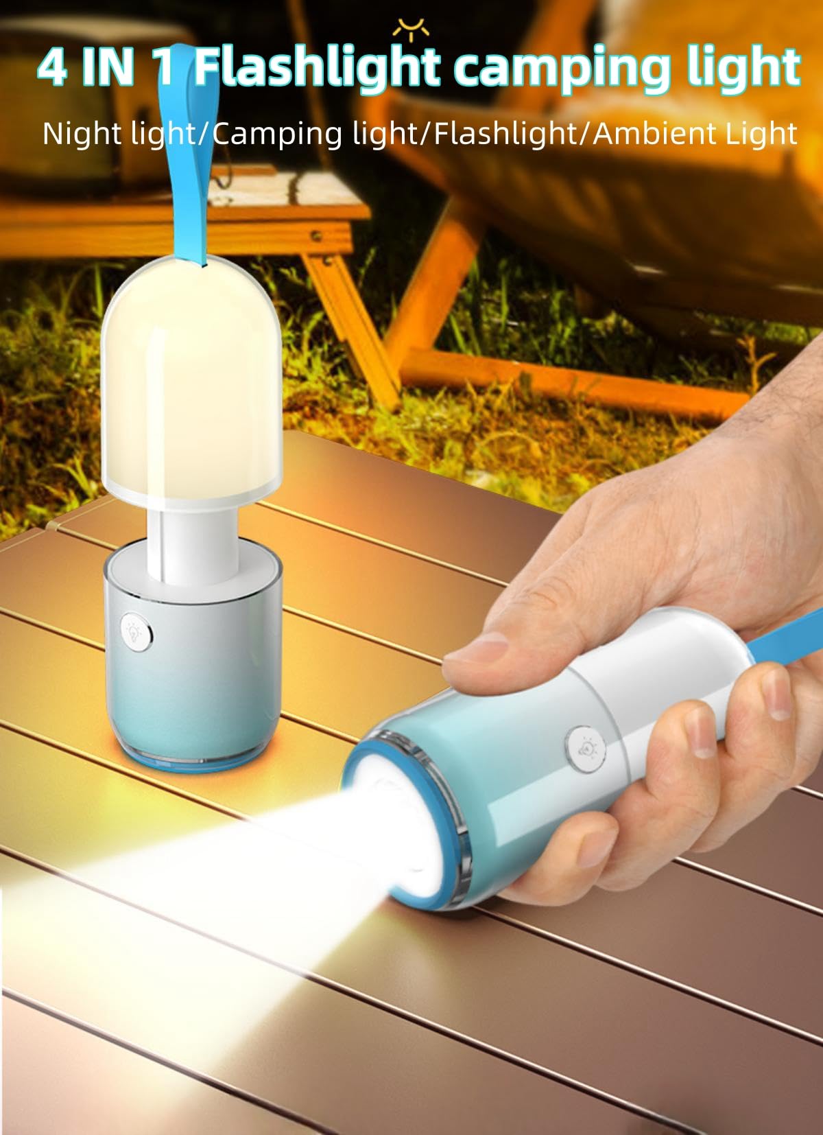 Yaindhi LED Flashlights -Camping Lantern Rechargeable Mini Camping Flashlights with 5 Modes, Powerful and Bright for Outdoor Use Power Outages, Hiking, Hurricane, Emergency, Home
