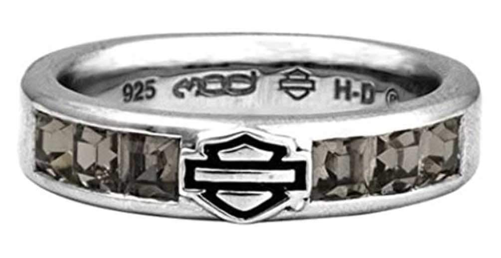 Harley-Davidson Women's Ring, Black Ice Crystals Bar & Shield Band HDR0360 (8)