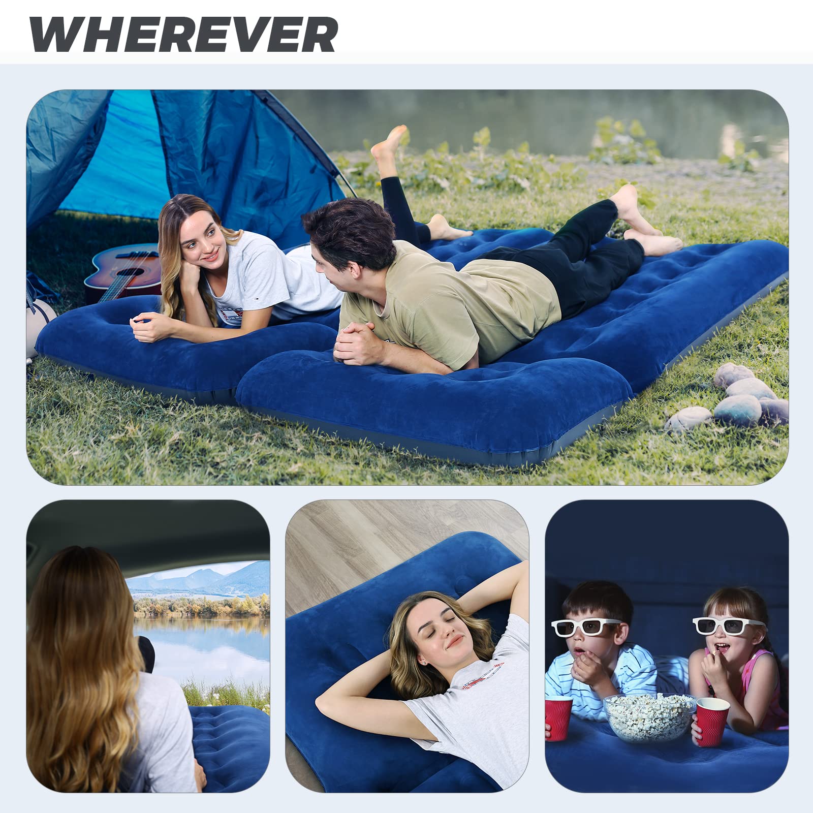 LUXCOL Twin Air Mattress, Adjustable Backrest, Comfortable & Portable, Anti-Leak Inflatable Mattress with Storage Bag, Airbeds for Home, Camping, and Travel