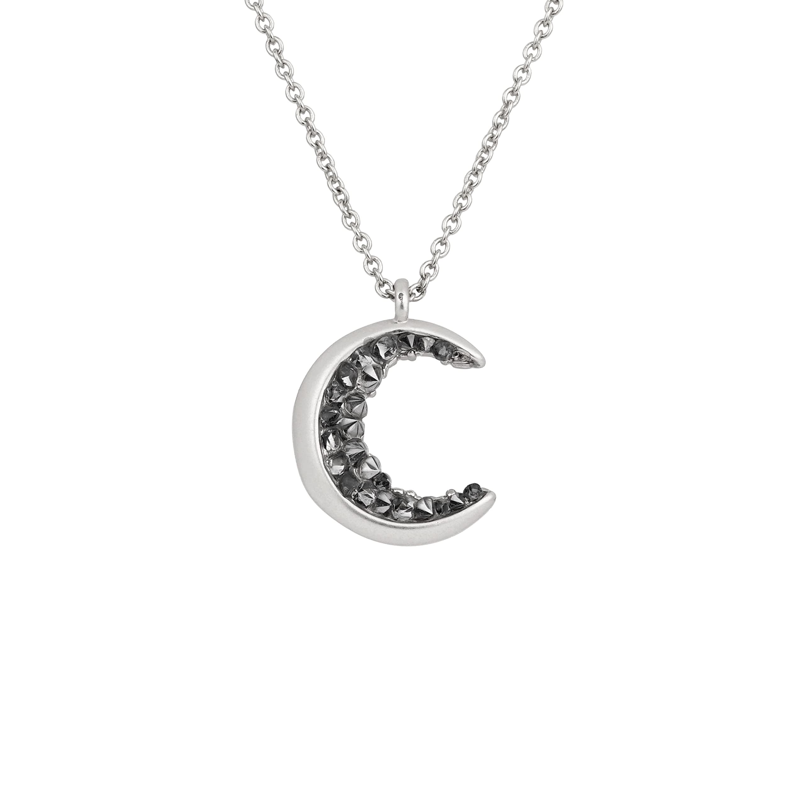 Lauren-Spencer Crescent Moon Necklace for Women Silver Gold Plated Black Crystal Moon Necklaces Dainty Moon Pendant Necklace Charm Moon Jewelry Birthday Gifts for Women Girls, Brass, Cubic Zirconia