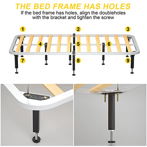 Likapop 4Pcs Adjustable Bed Frame Support Legs, Bed Frame Slats Heavy Duty Center Support Leg, Suitable for King Bed Reinforcement Kit, Sofa, Table, Furniture Legs Replacement Parts (6.1"-8.7")