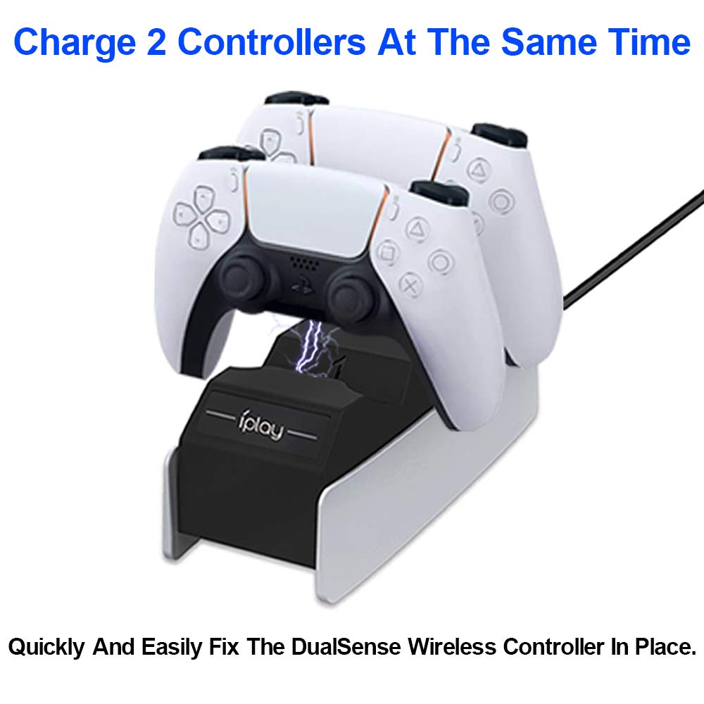 Joso Controller Charger for PS5, Fast Dual Controller Docking Station Charging Dock Stand with USB Type C Charge Cable for Sony Playstation 5 Controllers