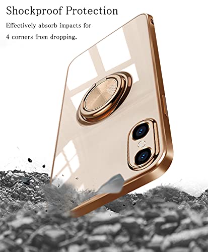 iPhone Xs/iPhone X Case 5.8" Soft Silicone Electroplated Anti-Scratch Cases with Ring Holder Stand Flexible TPU Bumper Shockproof Cover - Light Pink