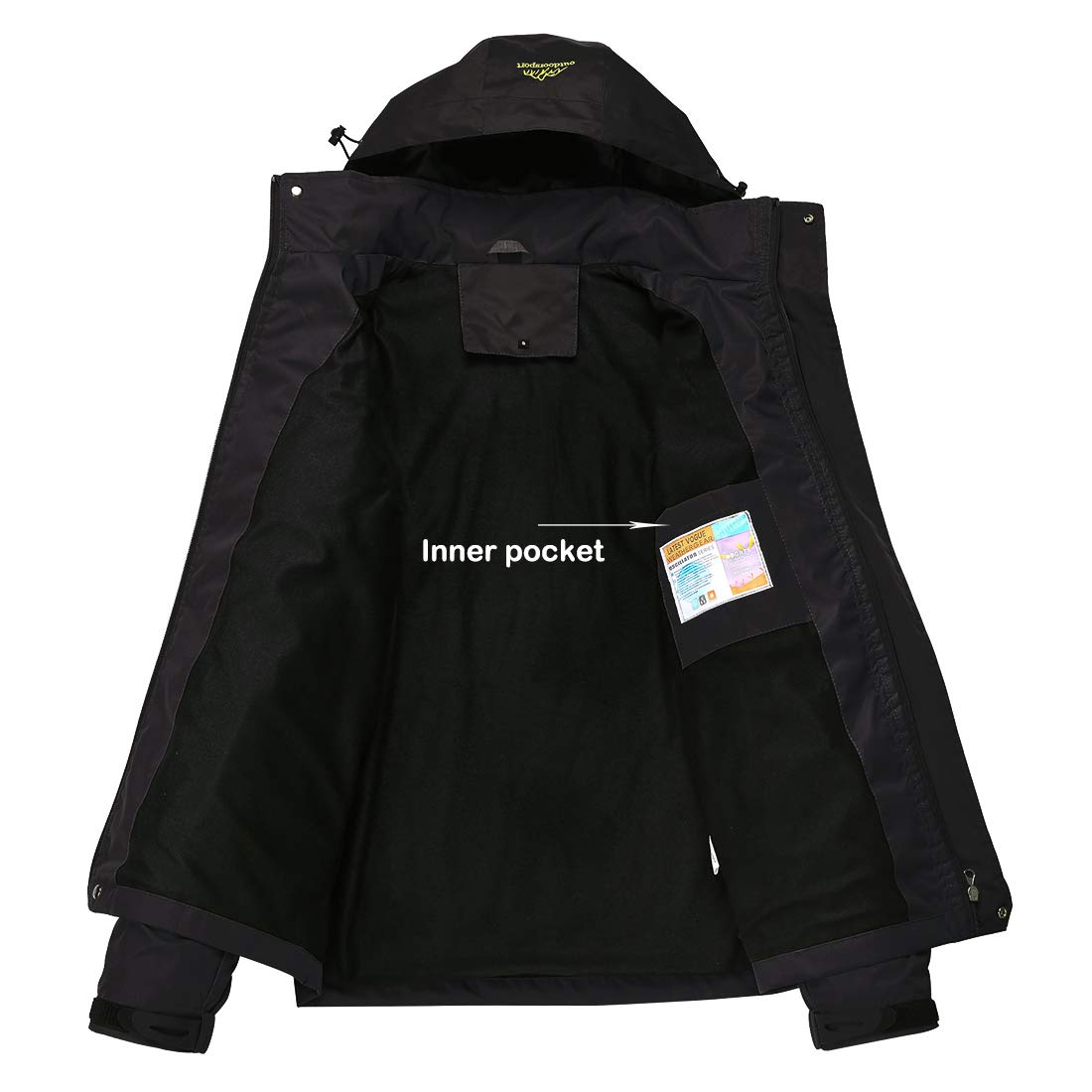 JOGERBRO Mens Waterproof Rain Jacket with Hood Hiking Fishing Windproof Raincoat