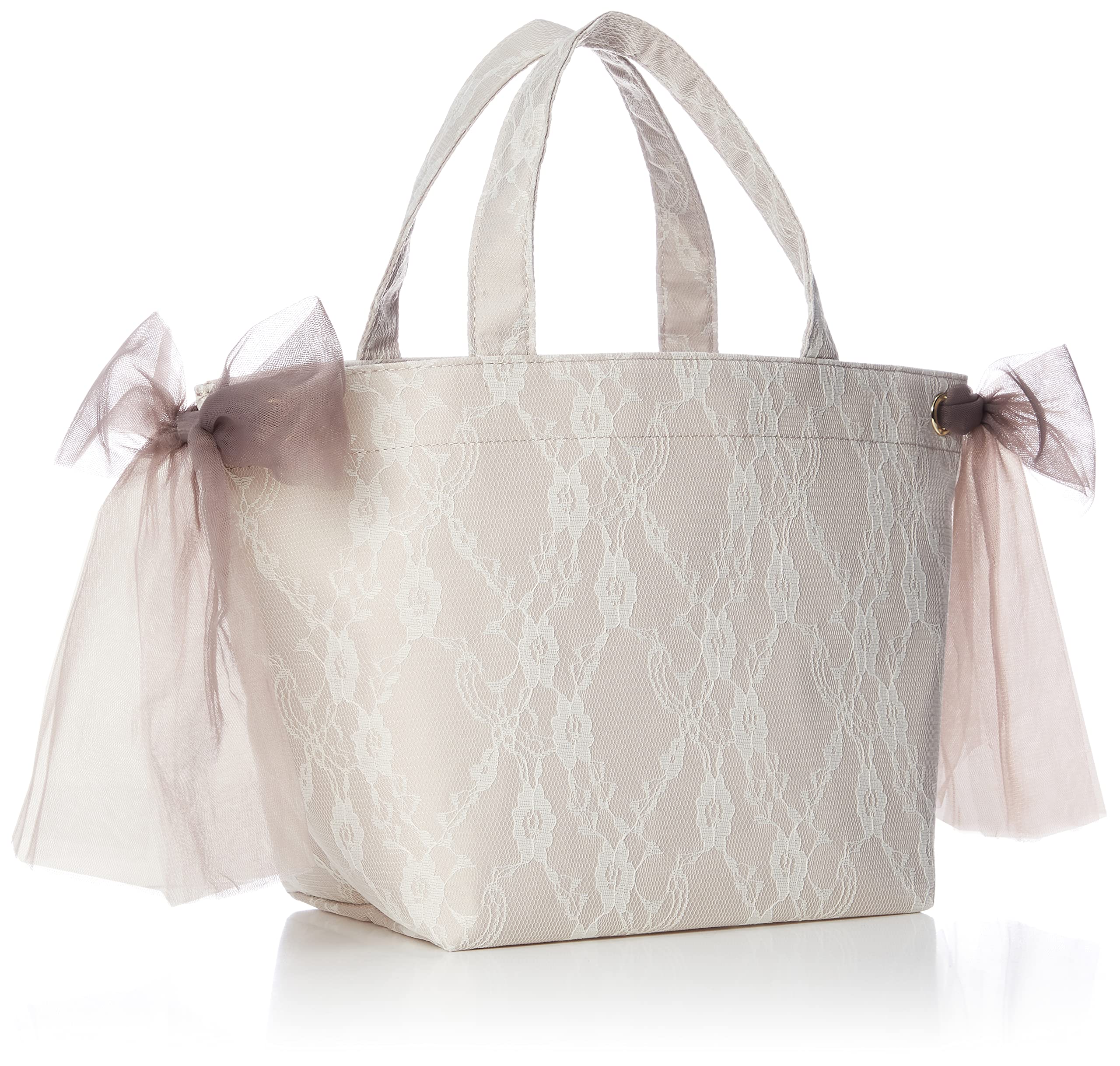 Maison de Fleur 8A14F0J3600 Women's Side Tulle Ribbon Tote Bag, Light Beige