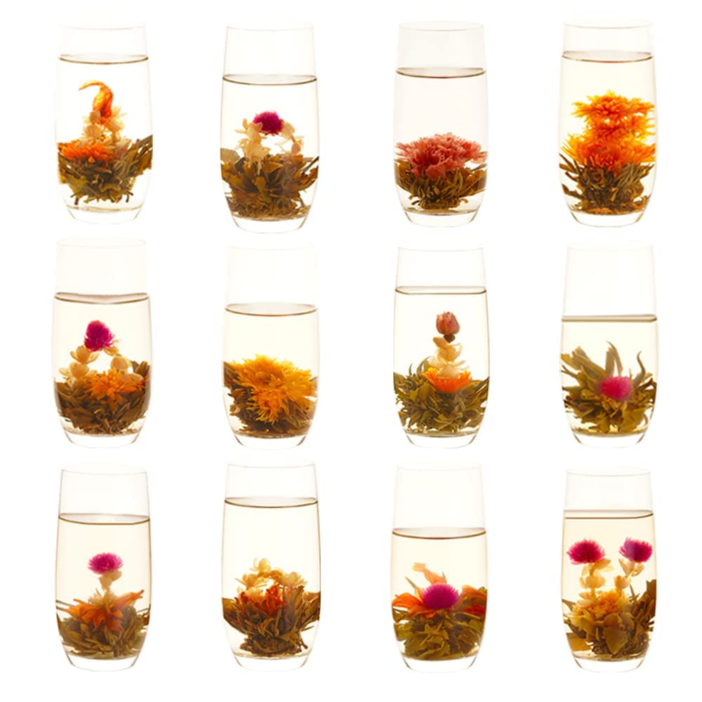 LWXLJMJZC-12pcs Individually Wrapped Blooming Tea,Jasmine Flowering Tea, Green Tea with Flowers-Gifts For Tea Lovers (12 Different Flavors)