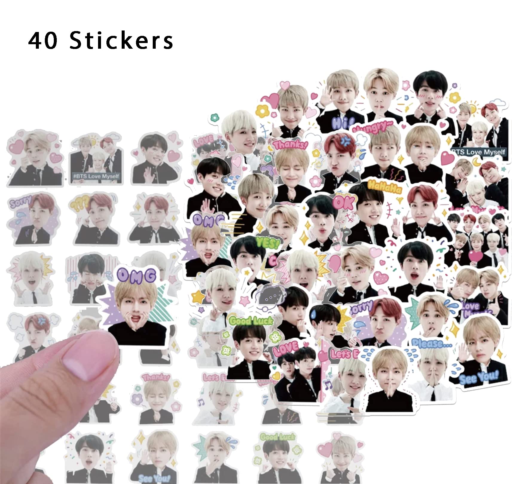 Kpop BTS Birthday Party Kit Supplies For Bangtan Boys includes Banner - 1 Cake Topper - 24 Cupcake Toppers - 16 Balloons - 40 Stickers