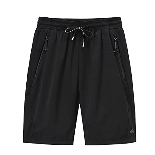 Men Summer 5" Gym Workout Shorts Running Workout Lightweight Soft Loose Shorts Elastic Waist with Pockets Black