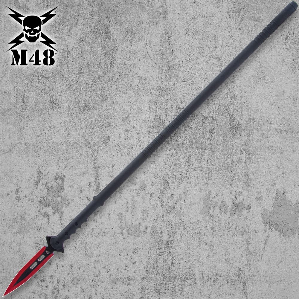 M48 Kommando Red Talon Survival Spear | Practical Tool for Survival | 8β Cast Stainless Steel Blade | Red Haze Finish | Fiberglass Reinforced Handle | Vortec Blade Sheath | 44 1/8β Overall