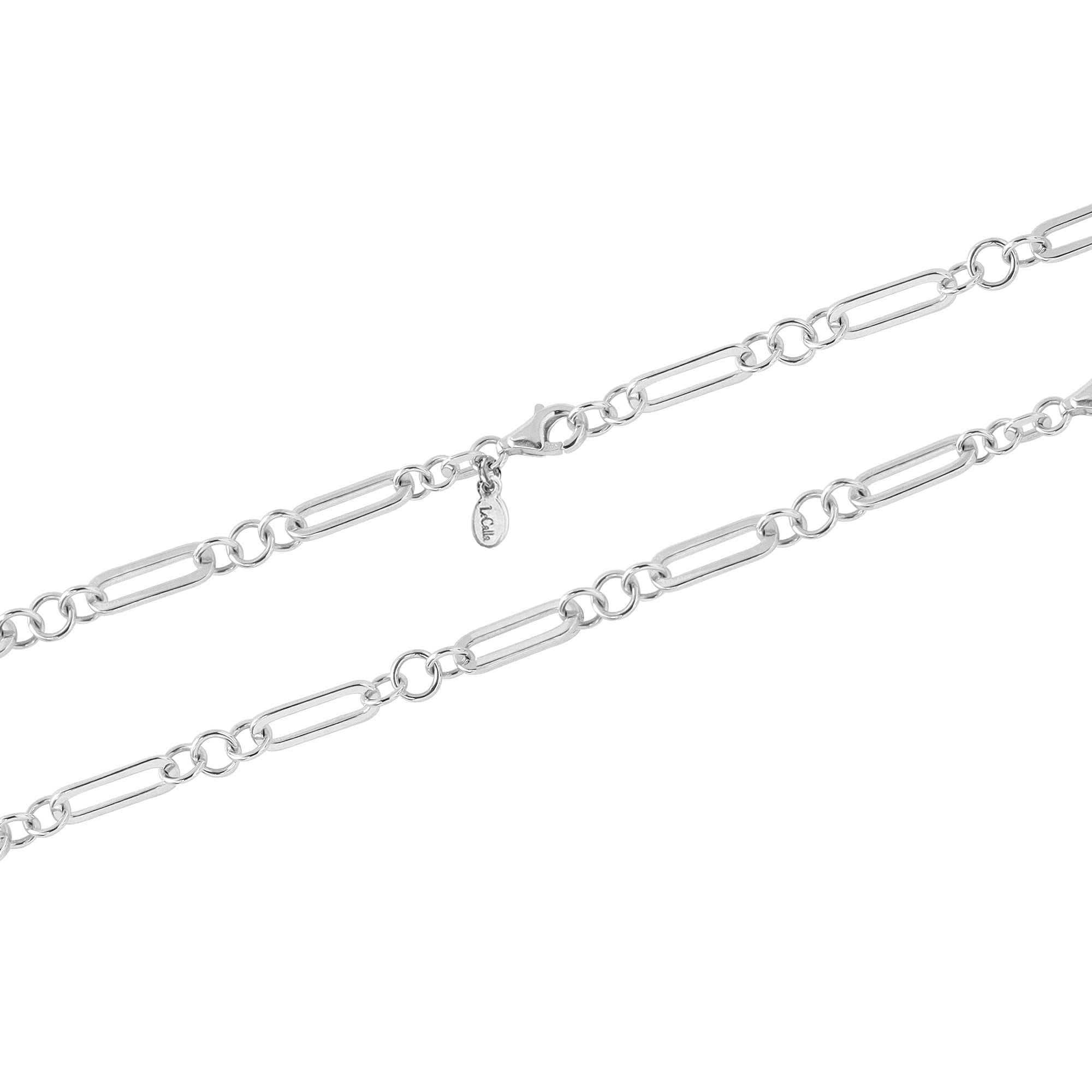 LeCalla 925 Sterling Silver Italian 4.6mm Paperclip Chain Necklace for Women 18 Inches