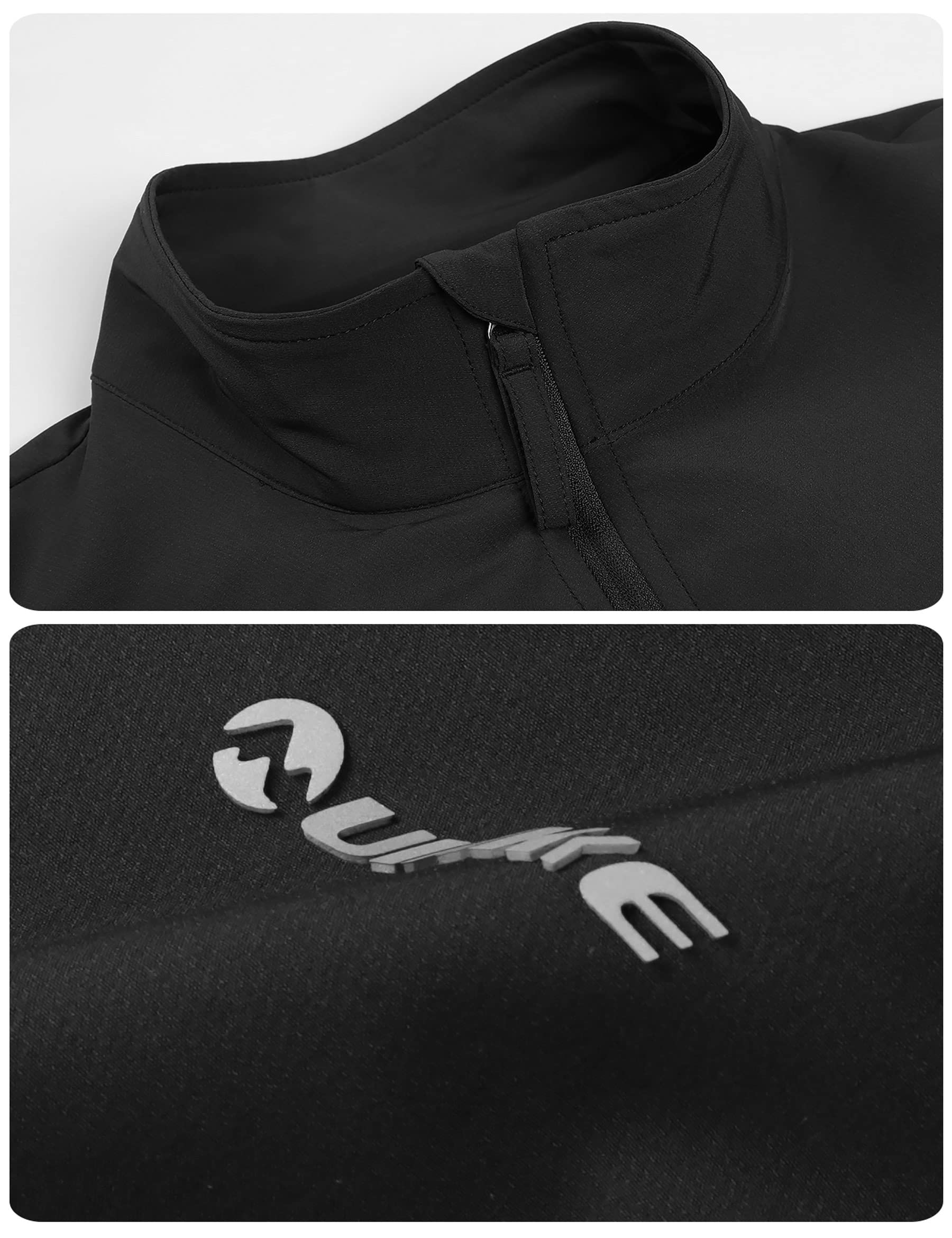 Men's UPF50+ 1/4 Zip Shirts Quarter-Zip Pullover Long Sleeve Outdoor Workout Golf Hiking Athletic Tops Sweatshirt Black
