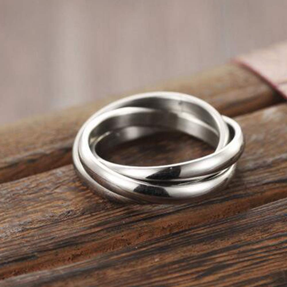 Jude Jewelers Stainless Steel Three-in-One Braided Interlocking Infinity Wedding Band Promise Anniversary Ring (Silver, 5)
