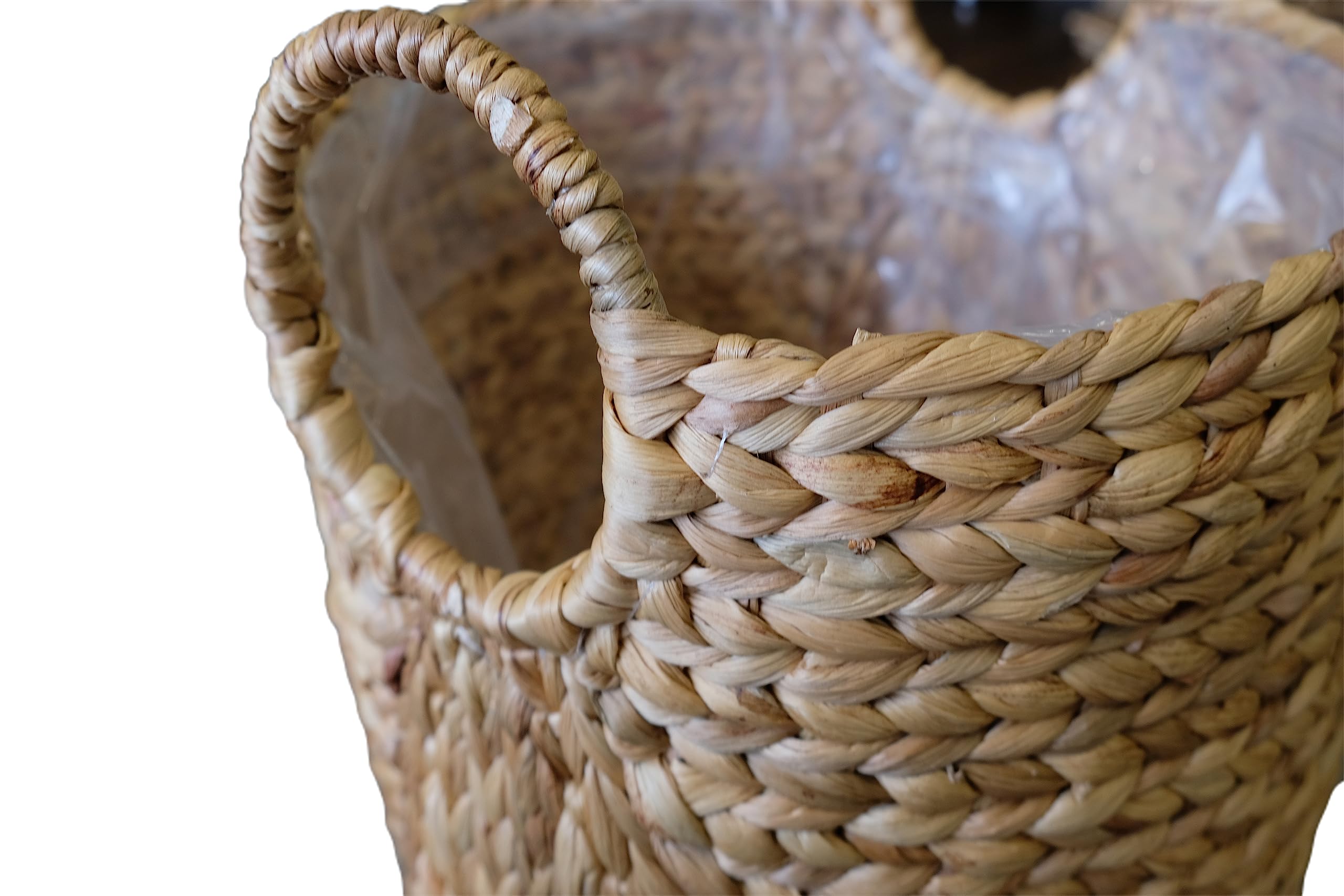 LilaCraft Wicker Baskets for Storage with Liners, Water Hyacinth Storage Baskets for Planting, Handwoven Wicker Storage Cubes, 3 Pack, Brown