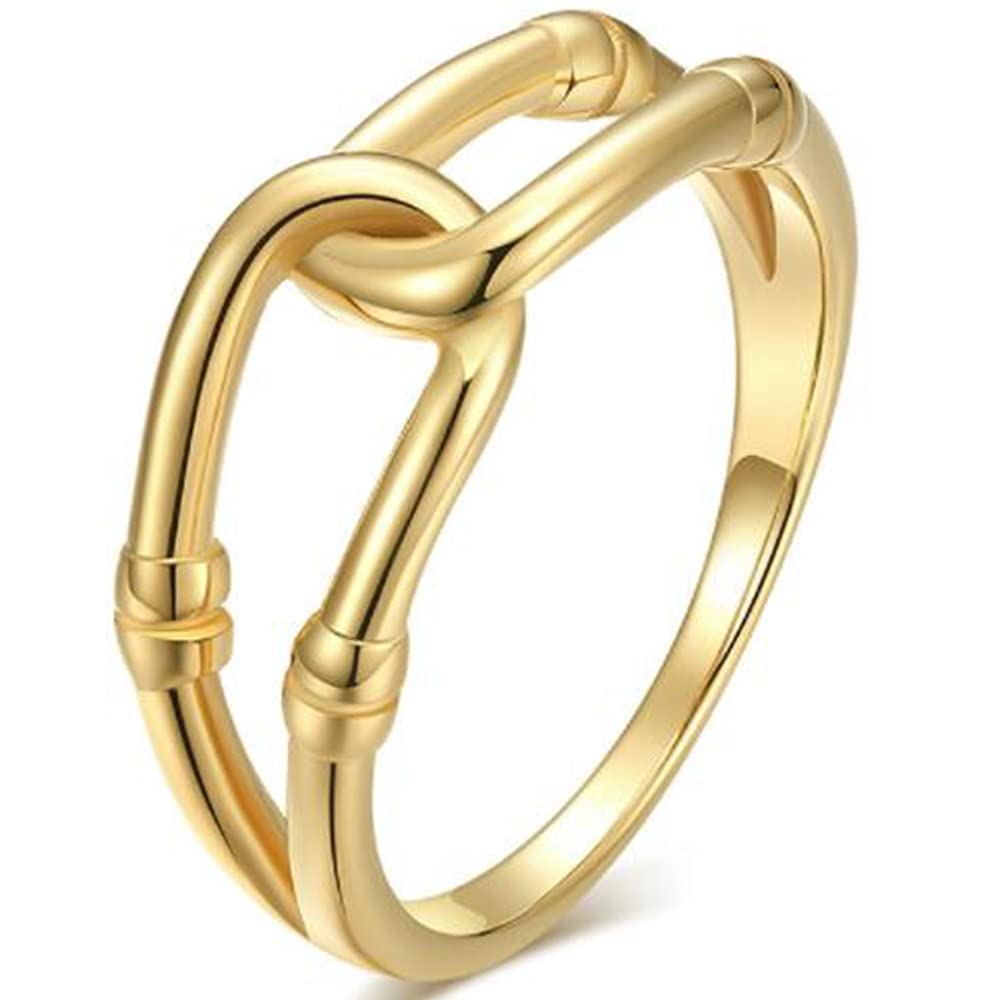 Jude Jewelers Stainless Steel Wave Knotted Chain Infinity Classic Plain Promise Statement Anniversary Ring (Gold, 13)