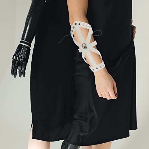 LIOOBO Archery Arm Guards Goth Clothes 2Pcs Punk Cosplay Gauntlet Punk Accessories Punk Style Bracers Vintage Wrist Band Cosplay Arm Band Renaissance Accessories