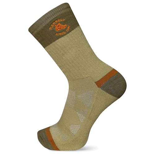 Merrell Unisex-Adult's Moab Hiking Mid Cushion Socks-1 Pair Pack-Coolmax Moisture Wicking & Arch Support, Crew-Green, M/L (Men's 9.5-12 / Women's 10-13)