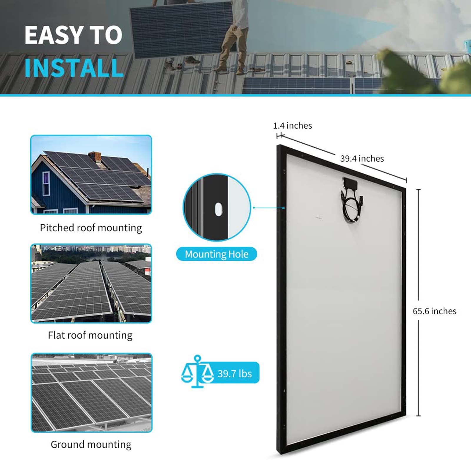 Renogy 6pcs Solar Panel Kit 320W 24V Monocrystalline On/Off Grid for RV Boat Shed Farm Home House Rooftop Residential Commercial House,6 Pieces, UL Certified