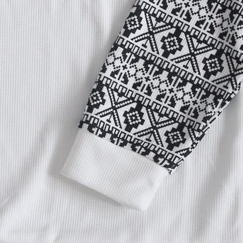 Men's Waffle Shirts Long Sleeve - Casual Slim Fit Undershirts Crew Neck Pullover Tops White