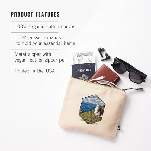 Lantern Press Oregon Coast, Heceta Head Lighthouse, Contour (100% Cotton Canvas Travel Accessory Go Bag)