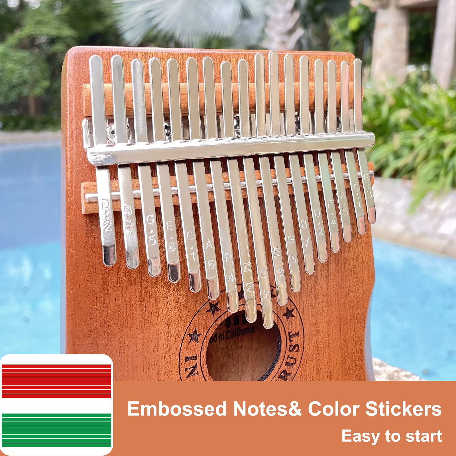 Kalimba Thumb Piano 17 Keys Musical Instruments, Mbira Finger Piano Gifts for Kids and Adults Beginners