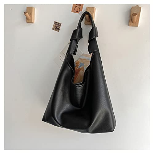 n/a Women Large Bag Trendy Soft Leather Shoulder Bag Large Capacity Tote Handbag (Color : Black, Size : One Size)