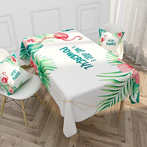 MLQL ins Wind Waterproof Oxford Cloth Tablecloth Nordic Flamingo Green Rectangular Hotel Home Coffee Table Set A5 140x210cm
