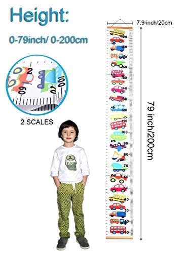 JJGoo Baby Growth Height Chart Hanging Ruler Wall Decor for Kids, Canvas Removable Height Growth Chart 79" x 7.9"