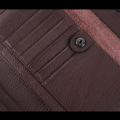 N/A Women's Long top Layer Cowhide Wallet Super Large Capacity Card Slot Men's and Women's Multifunctional Handbag (Color : E, Size : 1)