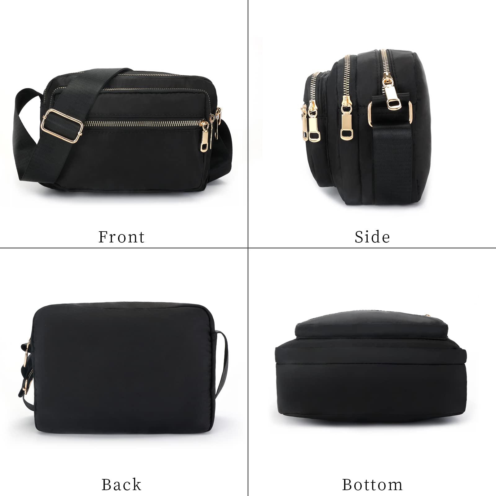 MAXWISE Black Nylon Crossbody Bag For Women Waterproof Multi-function Purse