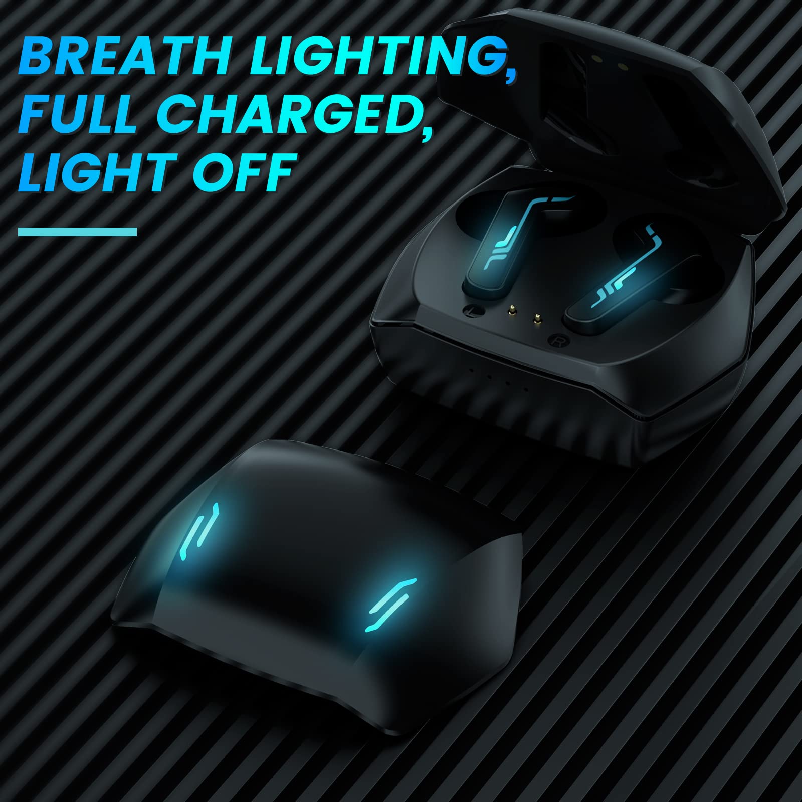 MORMOQUE T2 Wireless Gaming Earbuds, 45ms Low Latency Combat Mode, Wireless Earbuds with Microphone, IPX5 Waterproof,with 30H Playtime