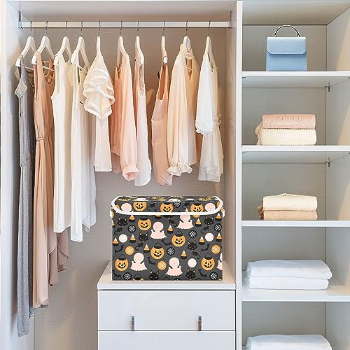 Krafig Foldable Storage Box Large Cube Organizer Bins Halloween Trick Or Treat Containers Baskets with Lids Handles for Closet Organization, Shelves, Clothes, Toys