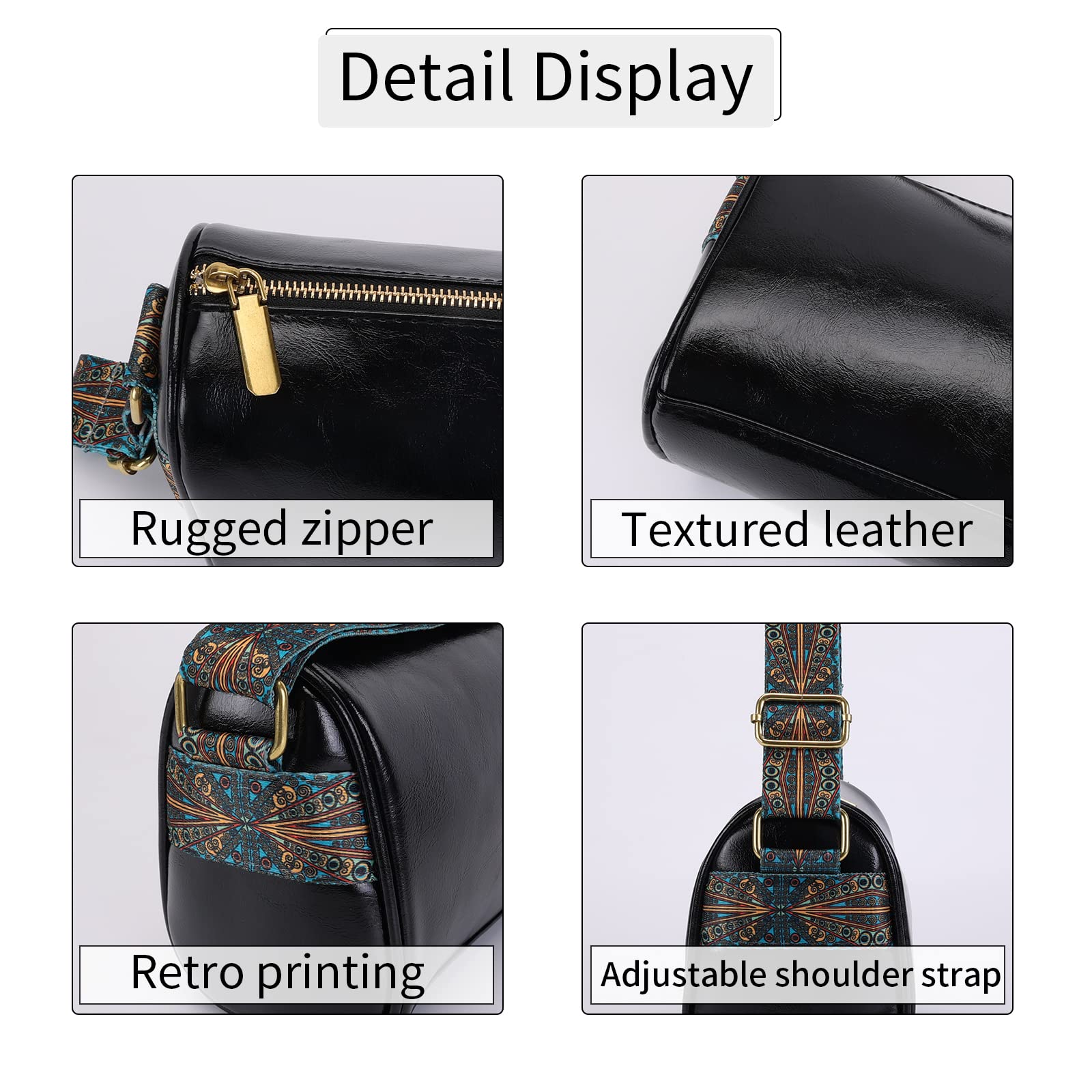 MAXWISE Guitar Strap Crossbody Bag For Women Fashion Shoulder Bag Purse (Black)