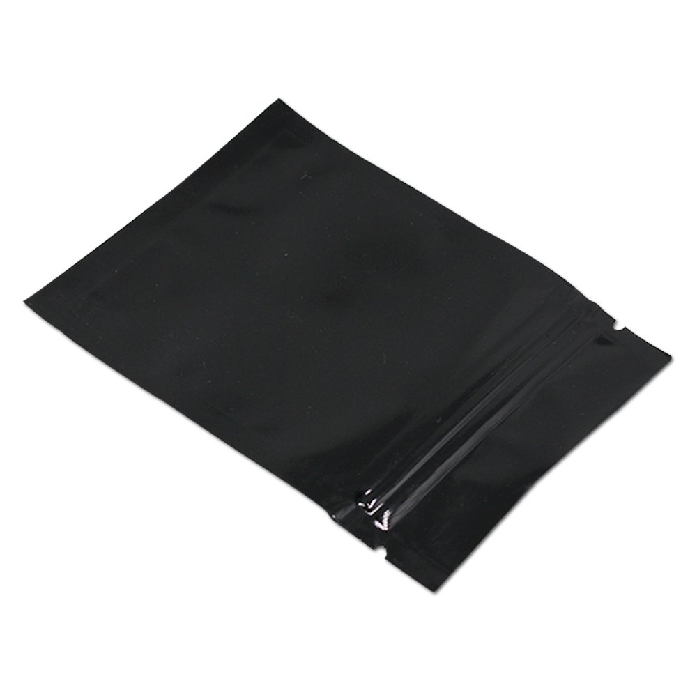 MITOB Mylar Bags for Zip Reusable Small Aluminum Foil Lock Package Bag Candy DIY Chocolate Coffee Nut Food Long Term Storage Zipper Lock Packaging Bag with Tear Notch (Black, 2.3x3.1 inch)