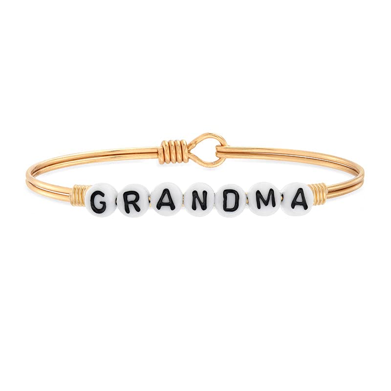 Luca + Danni Grandma Letter Bead Bangle Bracelet For Women - Silver Tone Regular Size Made in USA