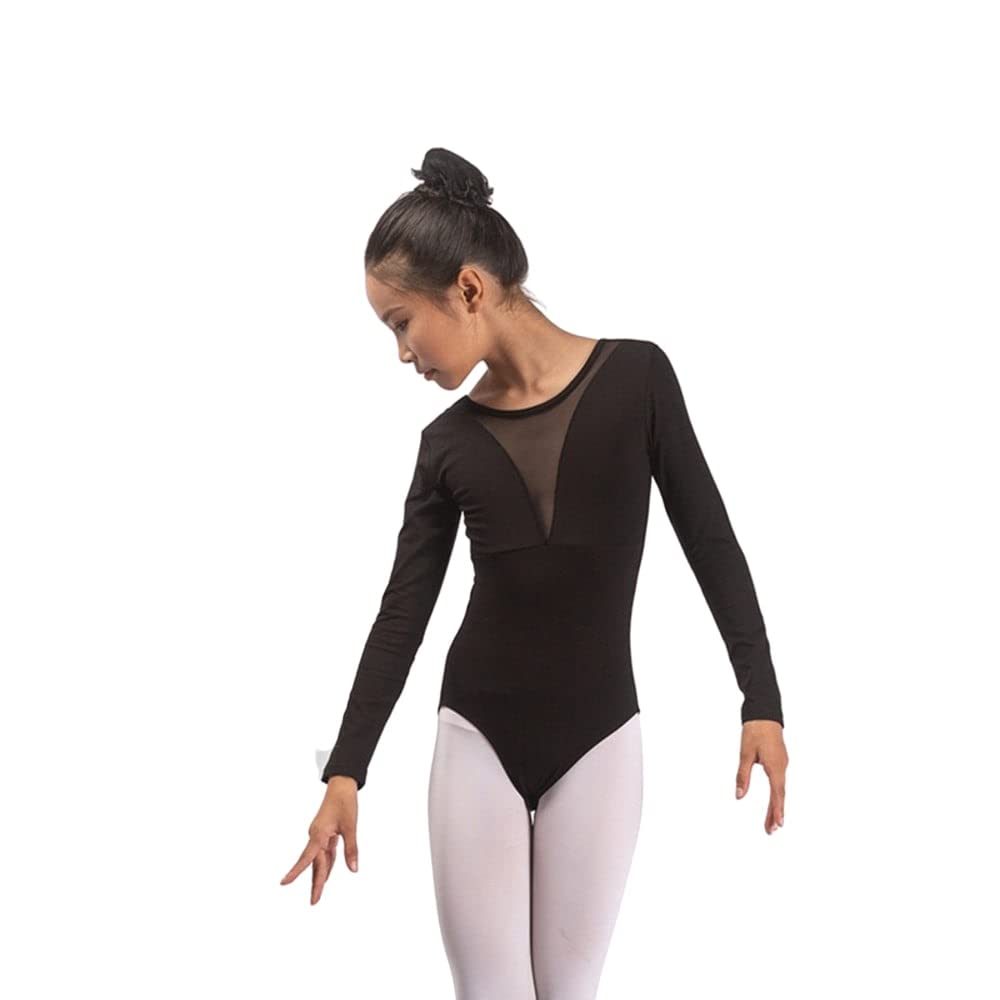 Leotards for Girls Ballet Gymnastics Ballet Cotton Spandex Dance Wear Long Sleeve Black Medium
