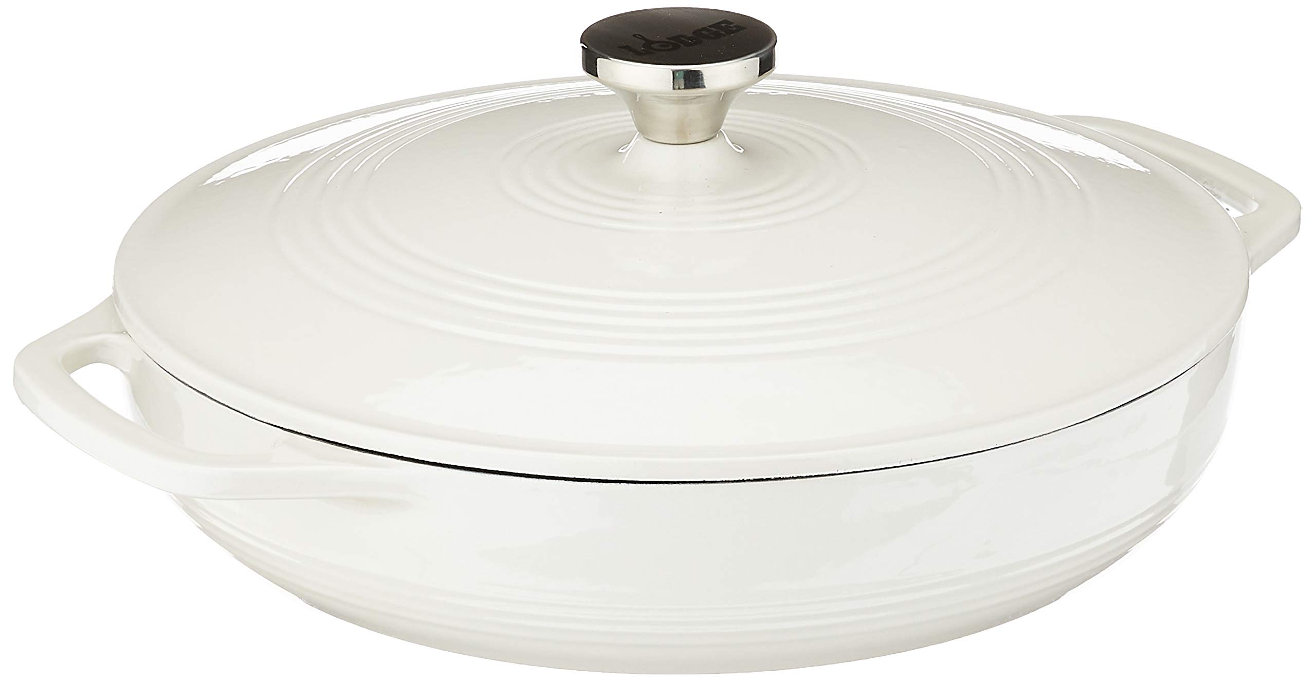 Lodge 3.6 Quart Enameled Cast Iron Oval Casserole With Lid + Lodge EC8ST13 Enameled Cast Iron, 8 Inch, Oyster Trivet