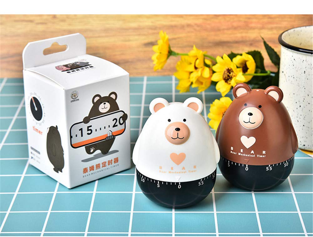 Mechanical Kitchen Timer Cute Cartoon Animal Timers 60 Minutes Mechanical Kitchen Cooking Timer Clock Loud Alarm Counters Mini Size Manual Timer (F)