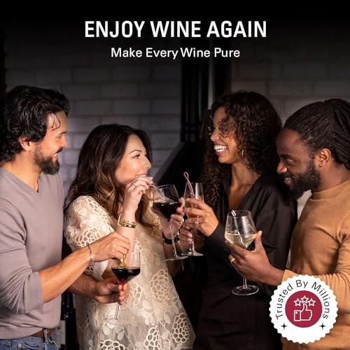 PureWine Wand Filters Histamines and Sulfites - May Reduce and Alleviate Wine Allergies & Sensitivities - Purifier Aerates Wine Restore Taste & Purity - Twist Off Wine Glass Charm Accessory