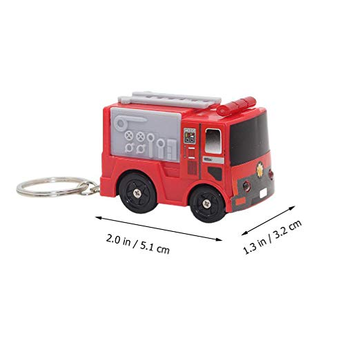 KESYOO 1 Set 2 Pcs Fire Truck Keychain Fire Engine LED Keyring Handbag Hanging Keychain for Kids Fireman Birthday Party Favor (Red)