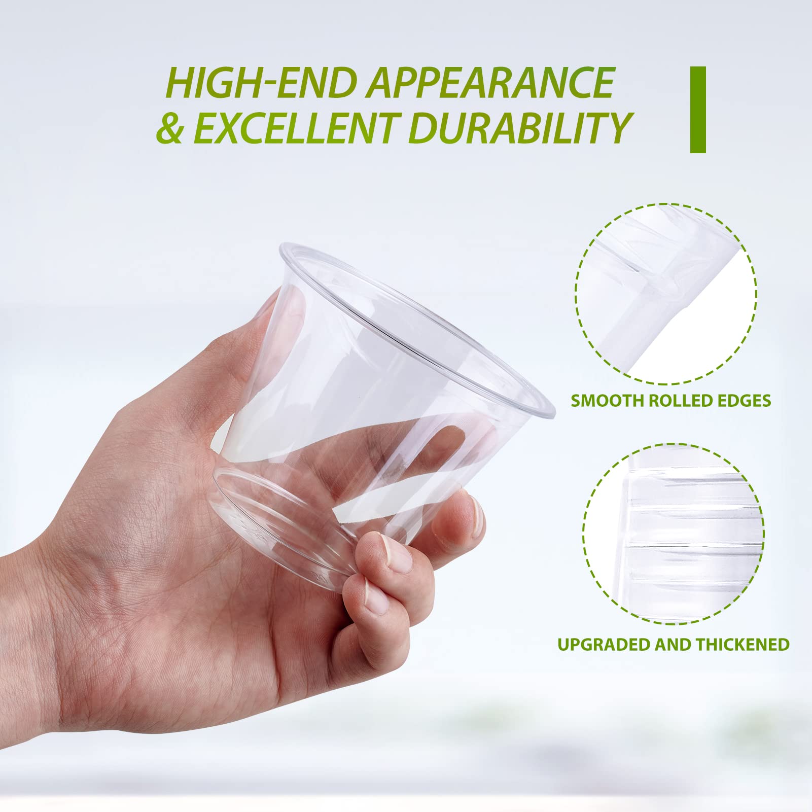 Lilymicky 200 Pack 9 oz Clear Plastic Cups, 9 Ounce Disposable Plastic Drinking Cups, Crystal Clear PET Plastic Cups for Parties, Wedding, Christmas Day
