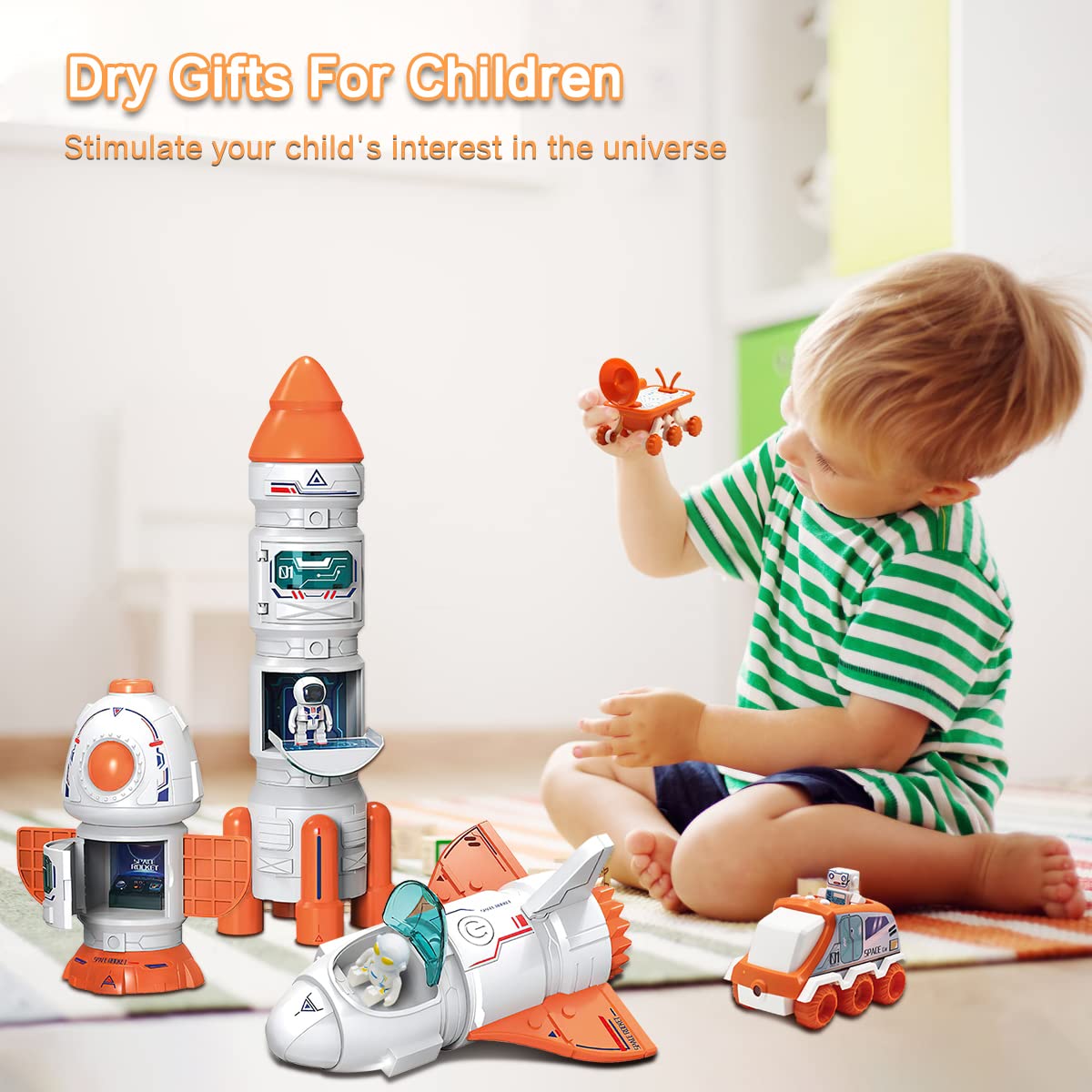 Mostop Space Shuttle Rocket Toys for Kids Rocket Ship Toys with Light and Blast Off Sound Effects, Space Adventure Toys with Spraying & Projection Function, Kids Science Educational Toys