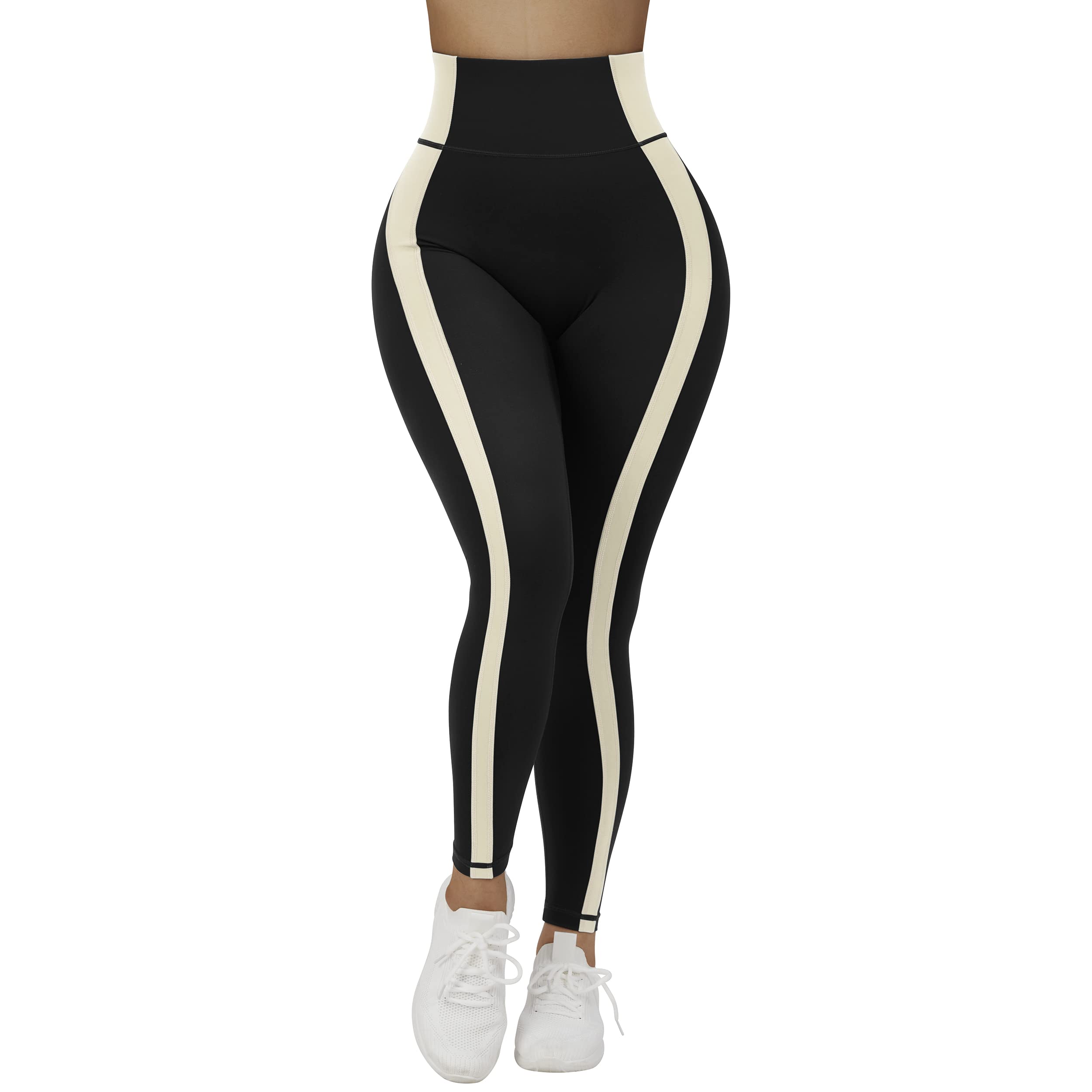 MOSHENGQI Women High Wasited Leggings with Pockets Tummy Control Workout Yoga Pants(S,86-Black)