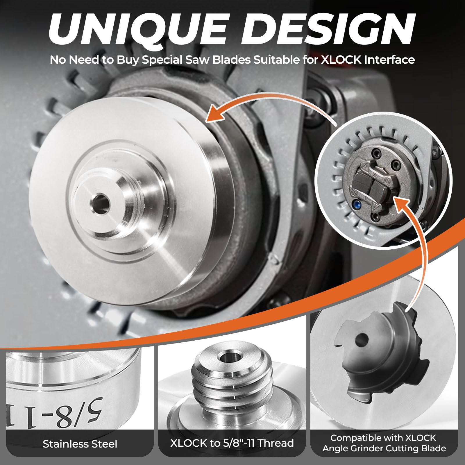 Swozzto Angle Grinder Adapter Kit(XLOCK to 5/8"-11 Thread)with Quick Change Angle Grinder Nut,Suitable for 5/8"-11 Thread XLOCK Angle Grinder,Convert and Install 5/8"-11 Saw Blades, Polish Discs, etc.