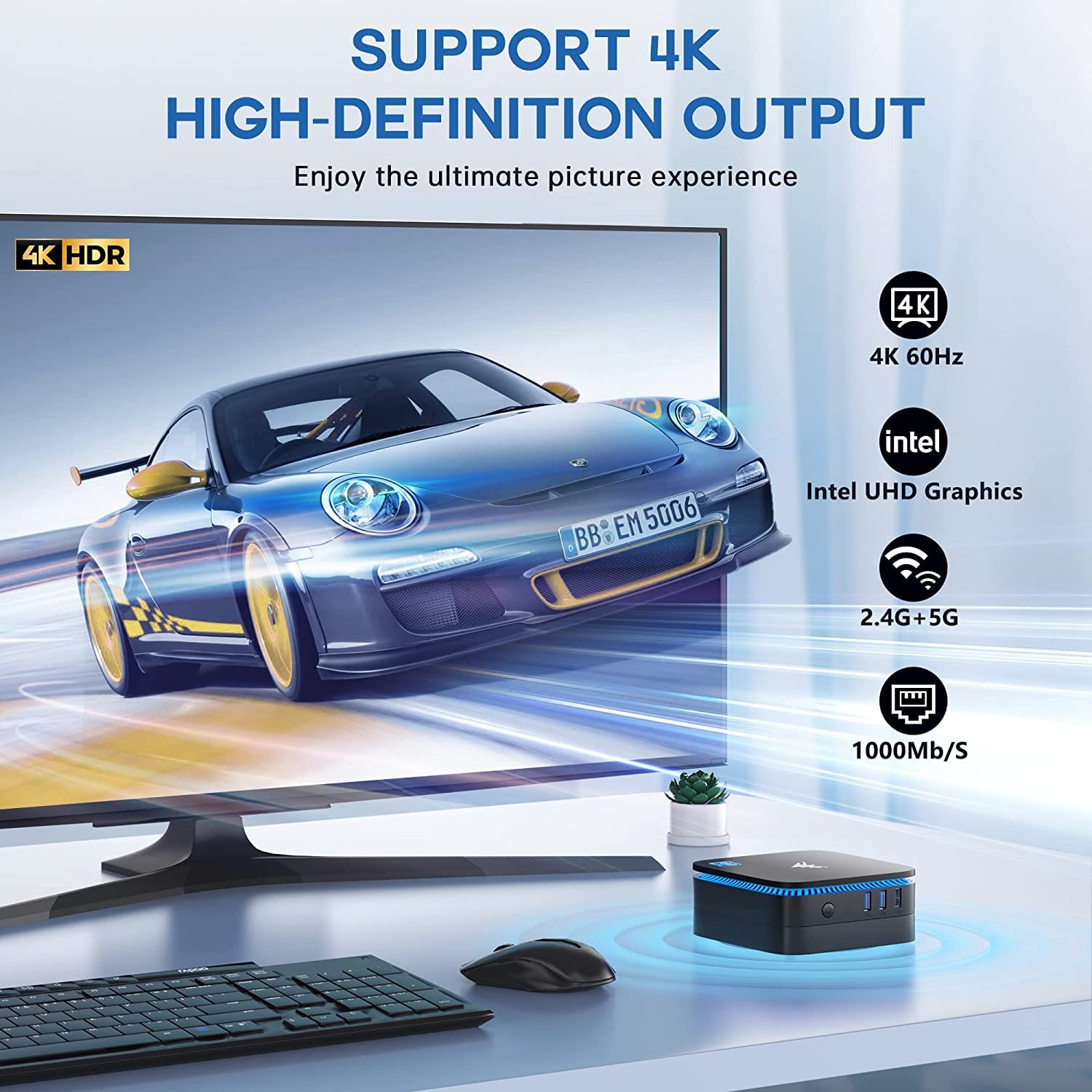 KAMRUI AK1PRO Mini PC, Mini Desktop Computers 16GB RAM 512GB SSD Intel Celeron N5105 Processor Support 4K UHD, LAN, WiFi/BT for Daily Use/Business